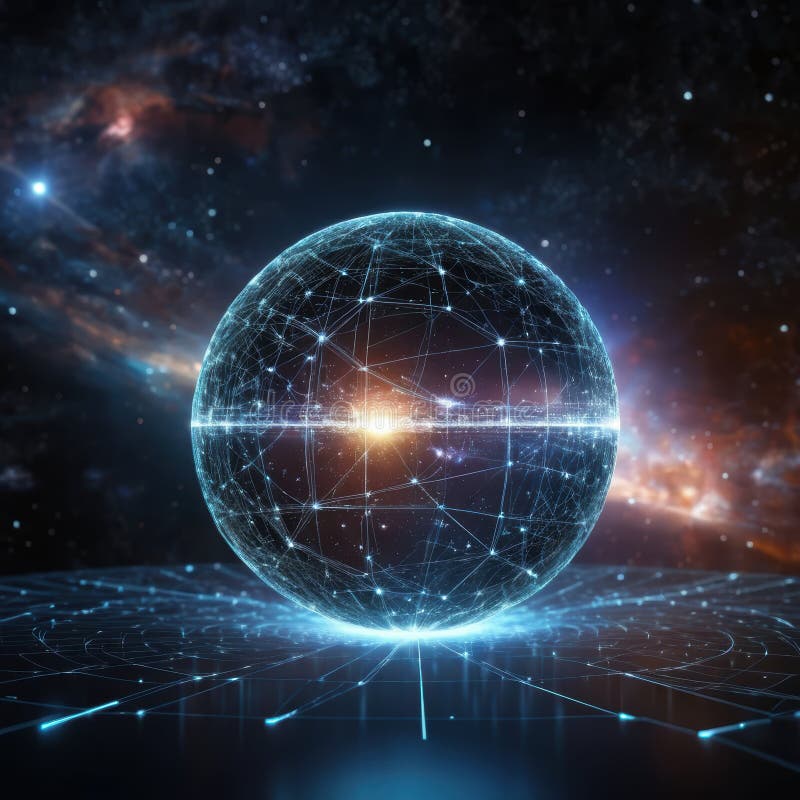 Futuristic Digital Sphere in Outer Space with Bright Stars and Cosmic ...