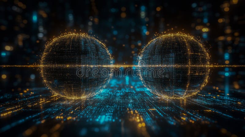 Futuristic Digital Spheres in a Cyber Network Stock Illustration - Illustration of simulation ...