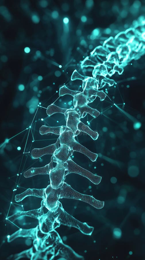Futuristic Digital Spine Visualization with Neon Network Connections ...
