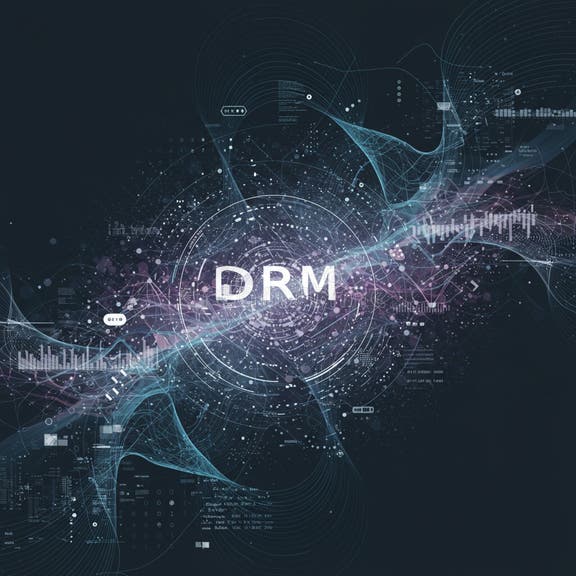 Futuristic and Digital in Style, this Image Features the Text "DRM" at ...