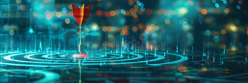 Futuristic Digital Target with Dart in Focus a Strikingly Vibrant Image ...