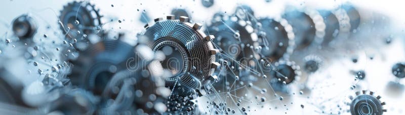 Futuristic Digital Tech Concept Using Generative AI with Gray Gears and ...