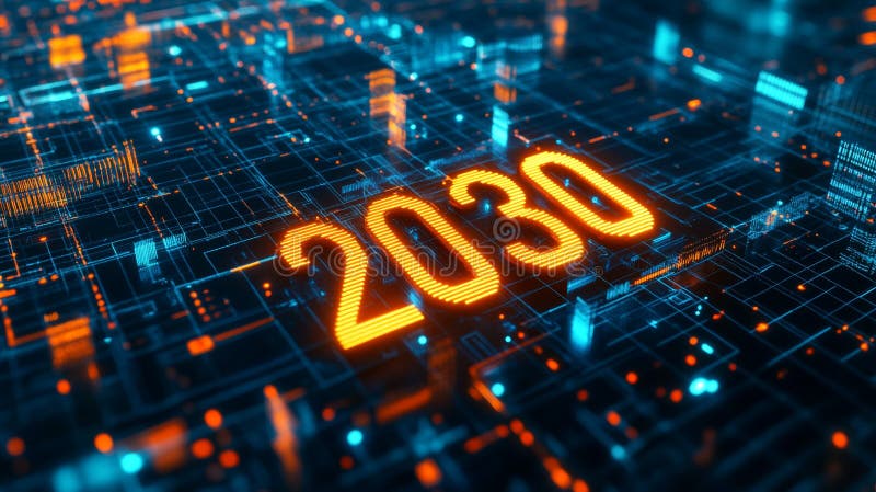 Futuristic Digital 2030 Technology Background Abstract Circuit Board ...