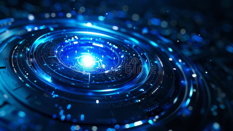 Futuristic Digital Technology Background with Blue Light Core, Perfect ...
