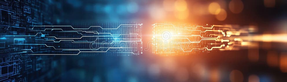 Futuristic Digital Technology Background with Glowing Circuit Lines ...