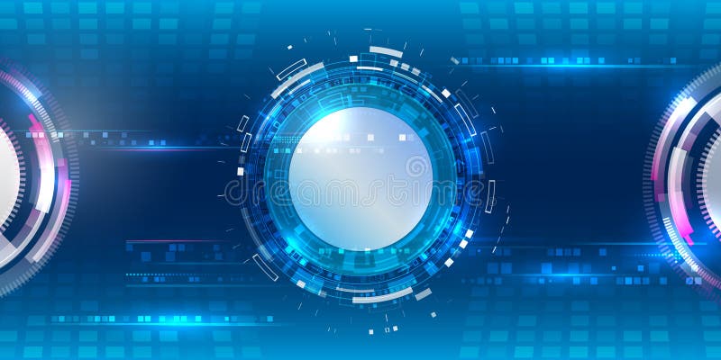 Futuristic Digital Technology Background with Glowing Circular HUD ...
