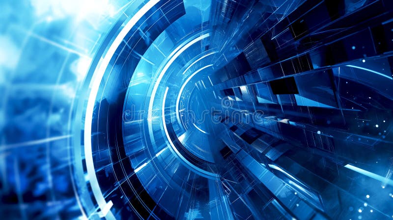 Futuristic Digital Technology Circular Shape and Crystal Rod Background ...