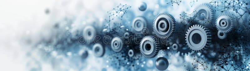 Futuristic Digital Technology Concept with Generative AI, Gray Gears ...