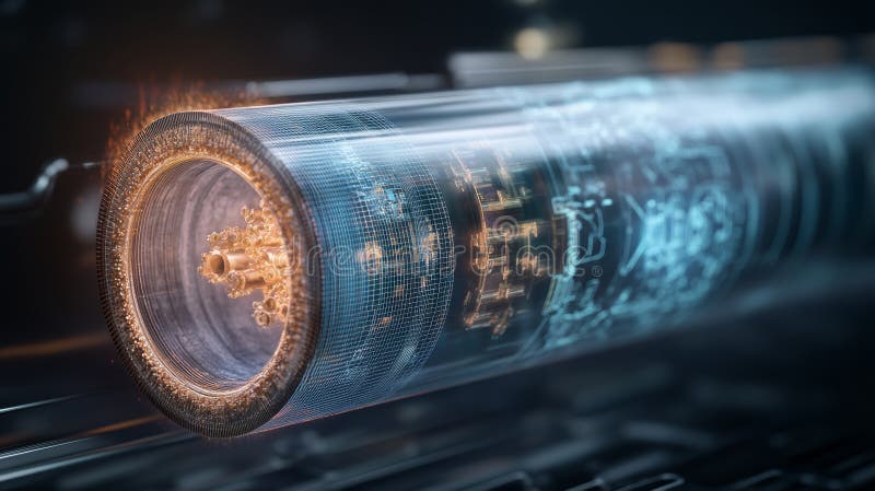 Futuristic Digital Technology Concept Showcasing a Glowing Cylindrical ...