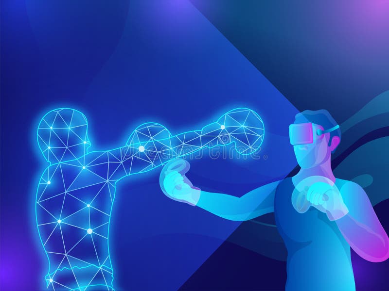 Futuristic Digital Technology, Metaverse Game Concept, 3D Man Boxing ...