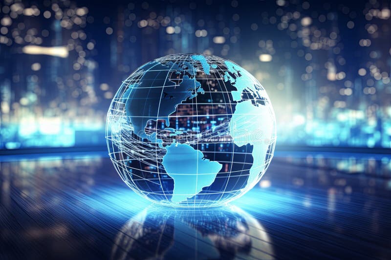 Futuristic Digital Technology Network Background with Night City World ...