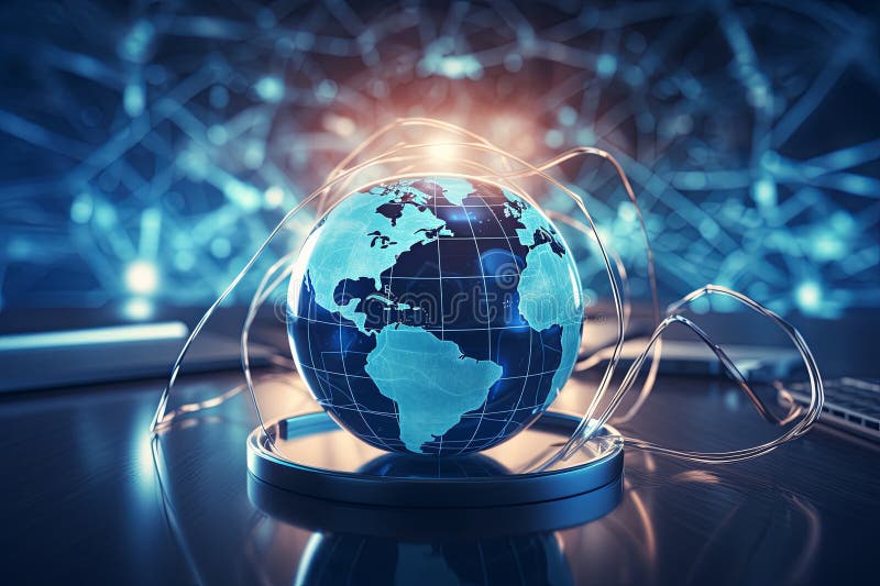 Futuristic Digital Technology Network Background with Night City World ...