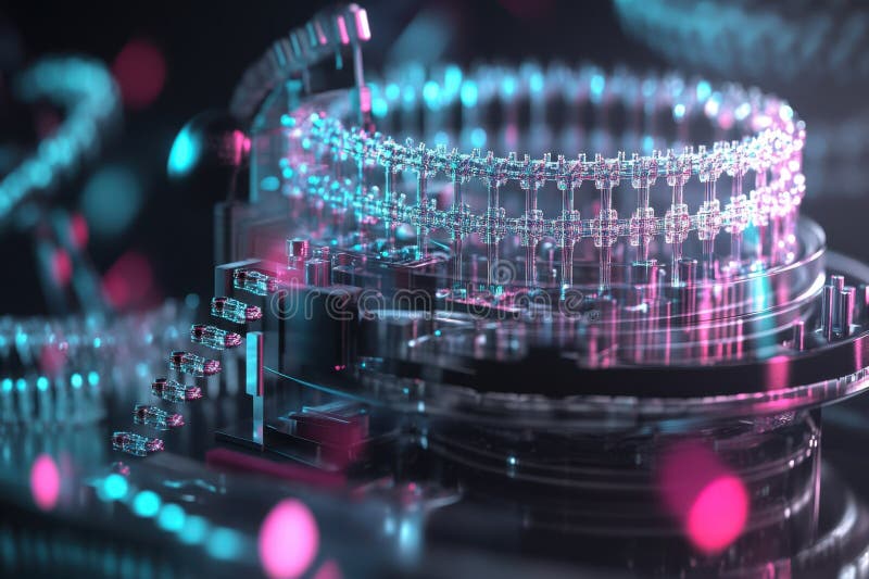 Futuristic Digital Technology Representation with Glowing Elements and ...