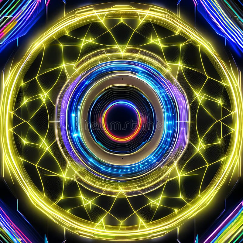 A Futuristic Digital Texture with Neon Geometric Patterns and Glowing ...