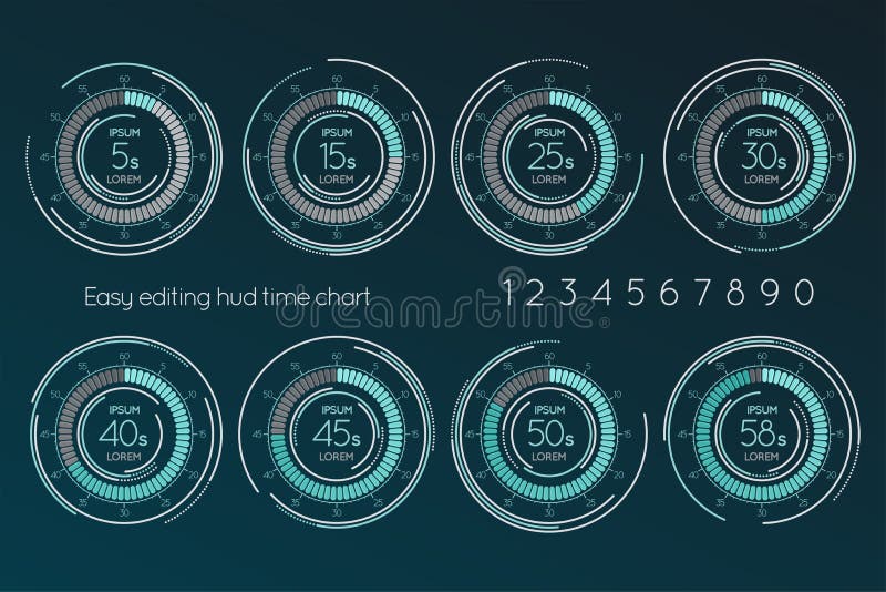 Futuristic Digital Time Easy Editing Scale. Set of Infographics Stock ...