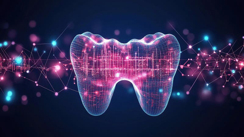 Futuristic Digital Tooth with Glowing Circuit Lines and Nodes ...