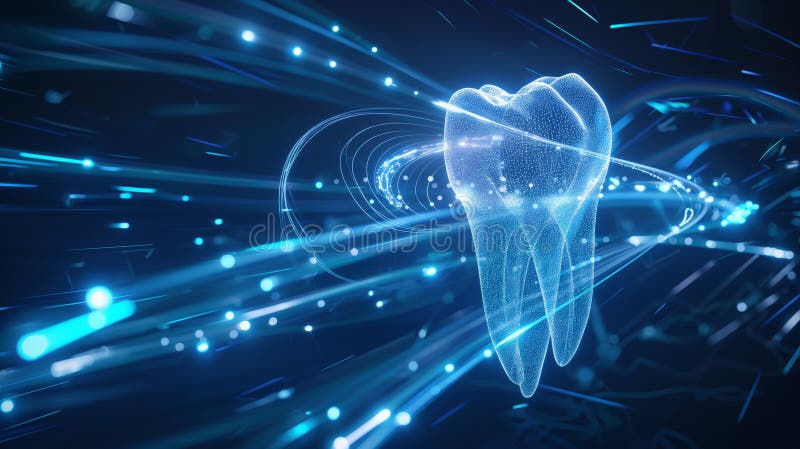 Futuristic Digital Tooth with Light Trails Stock Image - Image of scifi ...