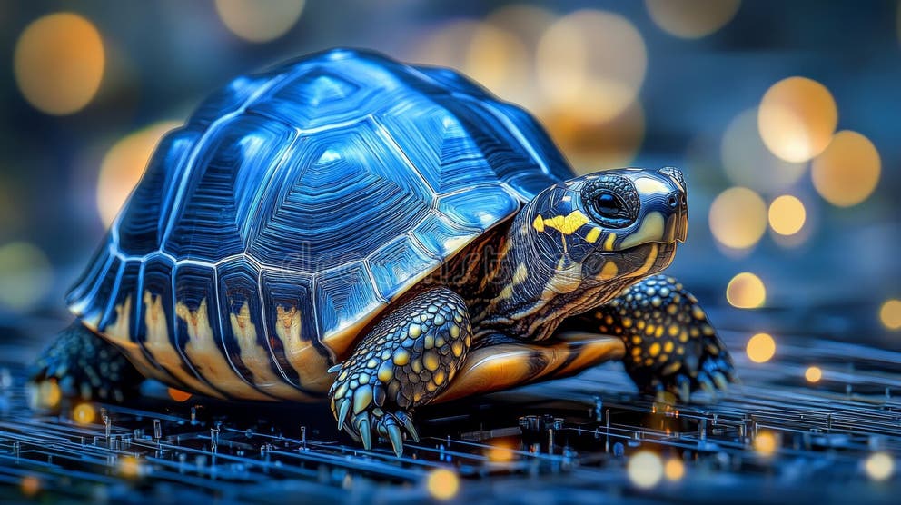Futuristic Digital Tortoise with Intricate Shell Patterns Representing ...