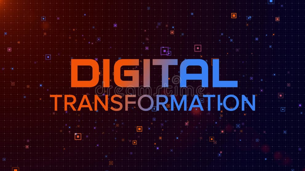 Futuristic Digital Transformation Background with Glowing Grid Stock ...