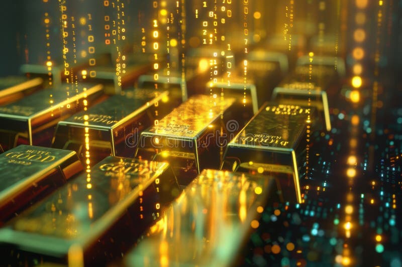 Futuristic Digital Transformation of Gold Bars into Binary Code for ...