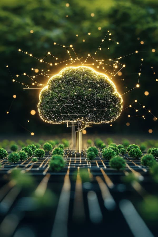 Futuristic Digital Tree Graphics Technology Nature Integration Stock ...