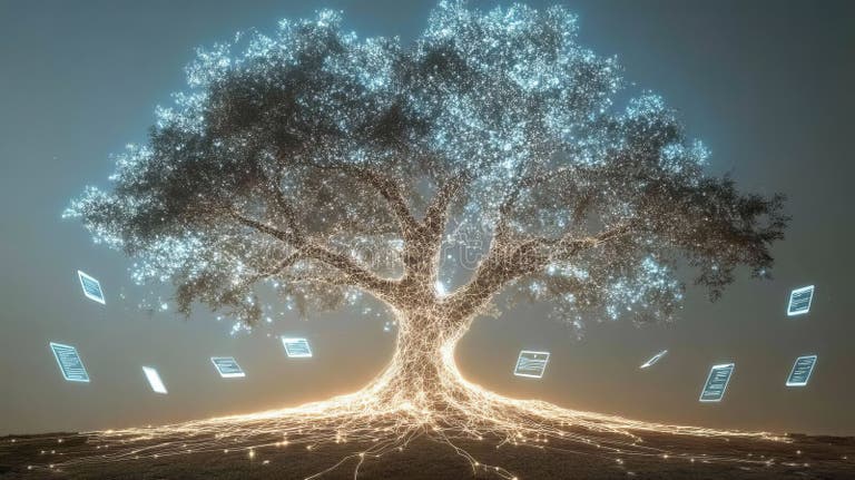 Futuristic Digital Tree Representing Data Connectivity and Information ...
