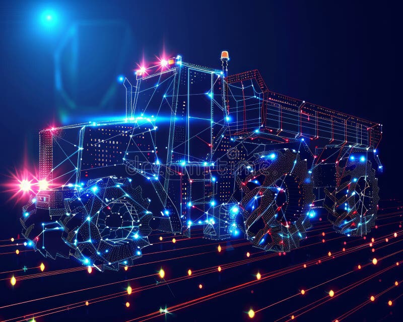 Futuristic Digital Truck an Innovative Visualization with Glowing Lines ...