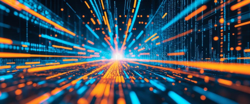 Futuristic Digital Tunnel. Abstract Data Stream Visualization with ...