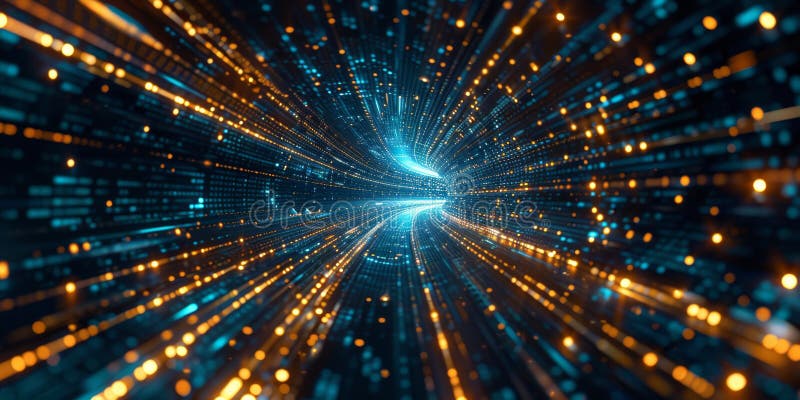 Futuristic Digital Tunnel with Glowing Lights Creates Mesmerizing ...
