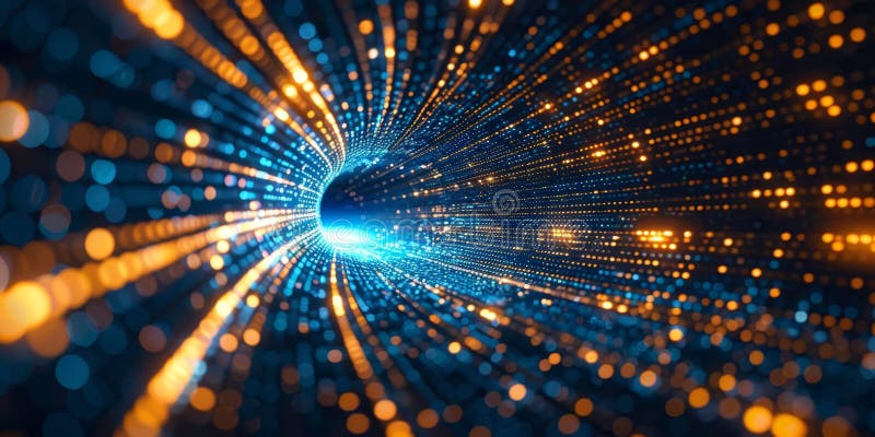 Futuristic Digital Tunnel with Glowing Lights Creates Mesmerizing ...