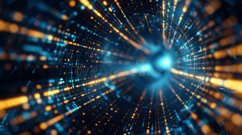 Futuristic Digital Tunnel with Glowing Lights Creates Mesmerizing ...