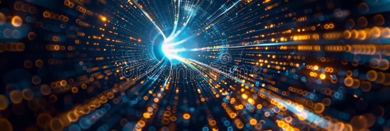 Futuristic Digital Tunnel with Glowing Lights Creates Mesmerizing ...