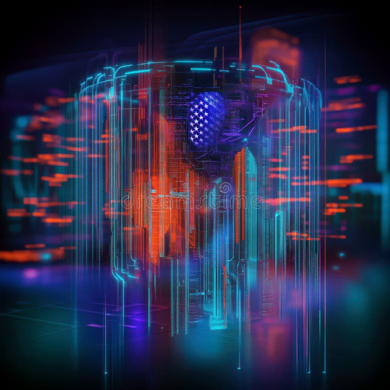 Futuristic Digital USA Background with Cyber Technology Aesthetic Stock ...