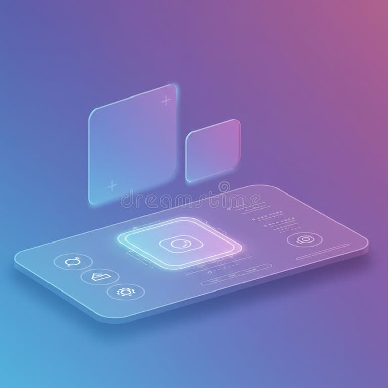 Futuristic Digital User Interface with Glowing Holographic Elements on ...