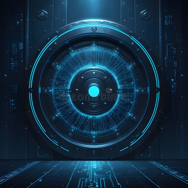 Futuristic Digital Vault Concept in Dark Blue Tech Environment – AI ...