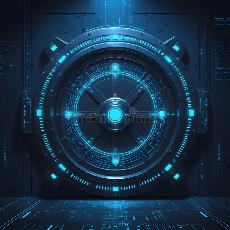 Futuristic Digital Vault Concept in Dark Blue Tech Environment – AI ...