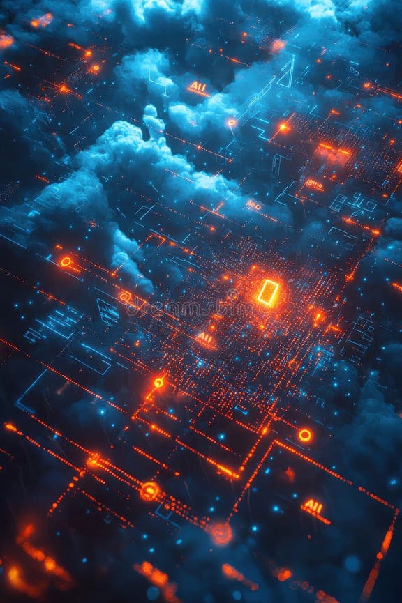 Futuristic Digital Visualization of Cloud and Circuitry Technology ...