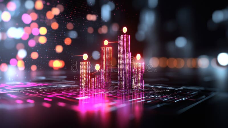 A Futuristic Digital Visualization of Colorful Data Bars, Symbolizing ...