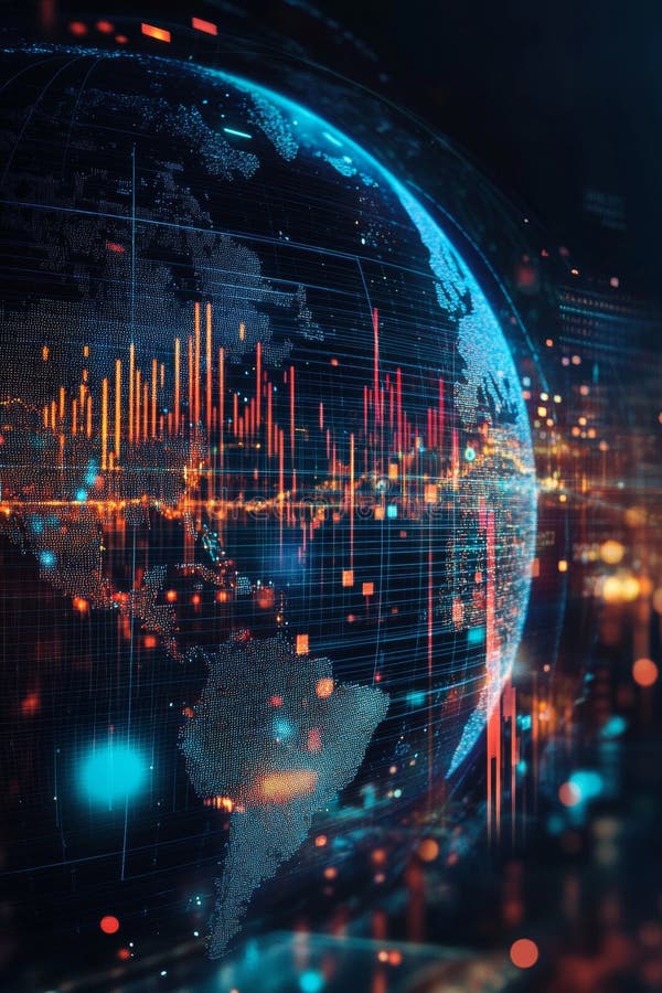 Futuristic Digital Visualization of Earth Globe with Data Analytics and ...