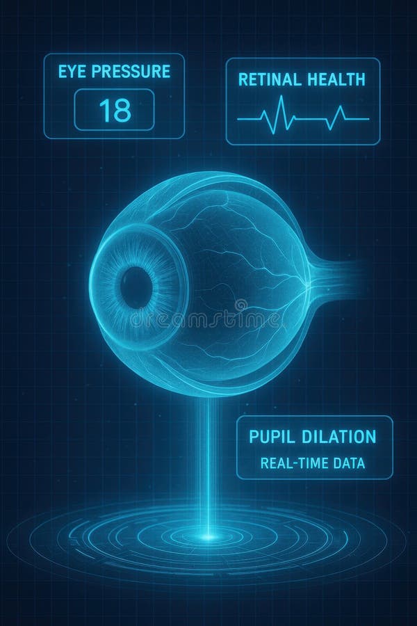 Futuristic Digital Visualization of the Human Eye Showing Medical Data ...