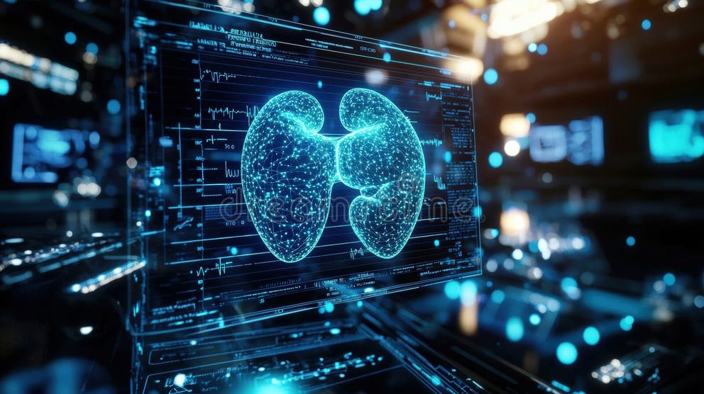 Futuristic Digital Visualization of Lungs in a Hightech Environment ...