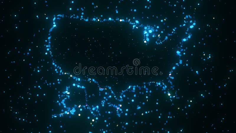 Glowing Blue Particles Forming USA Map on Dark Background Stock Image ...