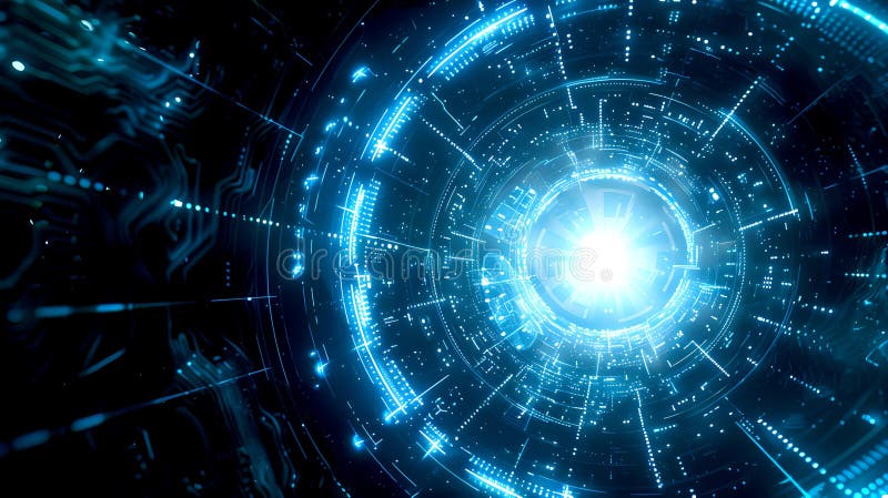 Futuristic Digital Vortex with Glowing Blue Lights. Perfect for Tech ...