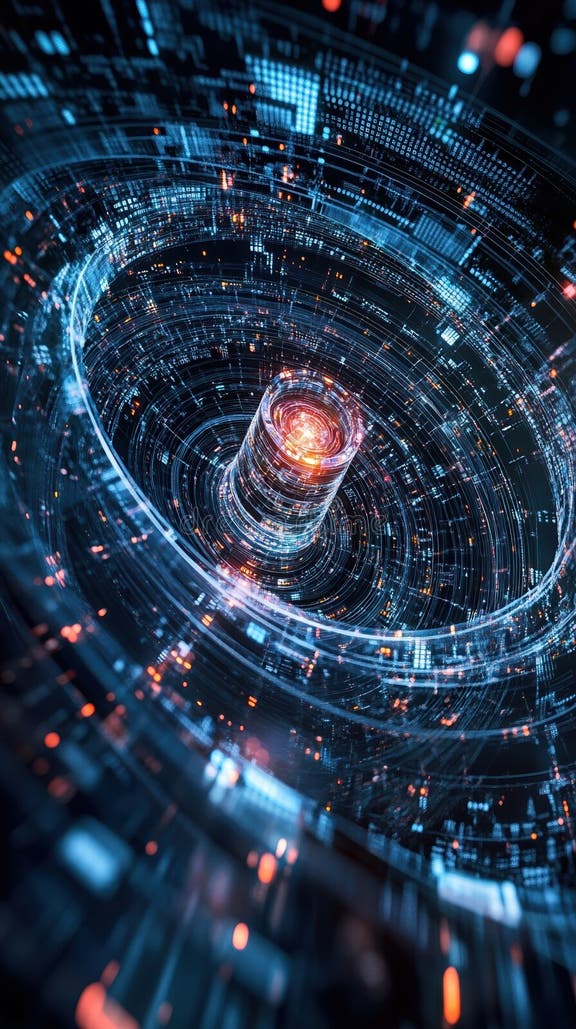 Futuristic Digital Vortex with Powerful Energy Core Surrounded by ...