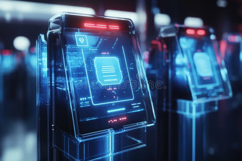 Futuristic Digital Voting System Featuring Holographic Touch Screens ...