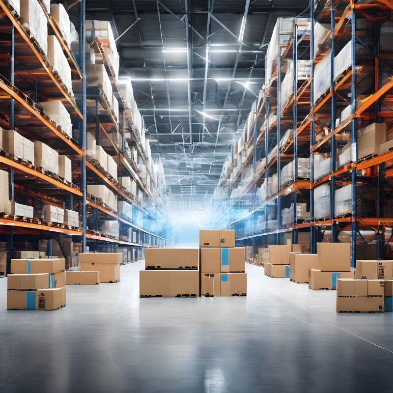 Futuristic Digital Warehouse Generative Ai for Illustrations Stock ...