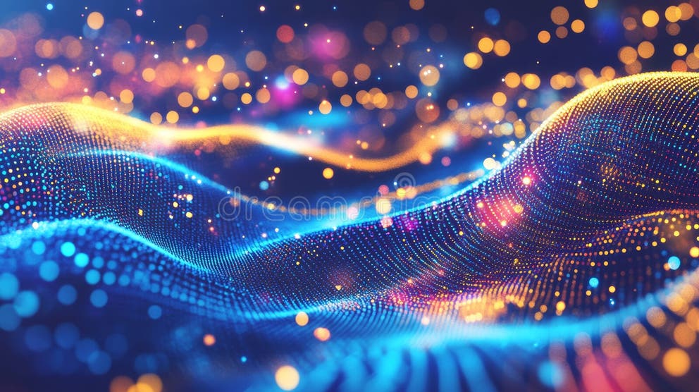 Futuristic Digital Wave Background Abstract Dot Matrix and Interwoven ...