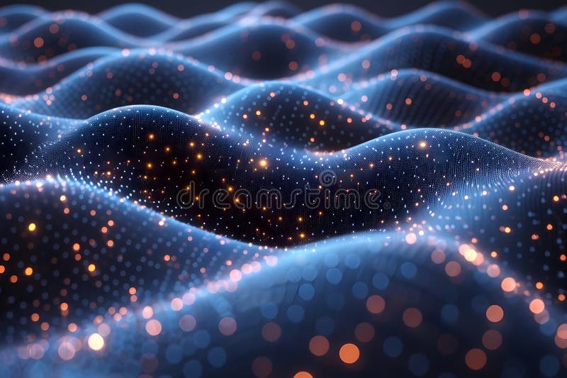 Futuristic Digital Wave with Glittering Particles and Dynamic Mesh Grid ...