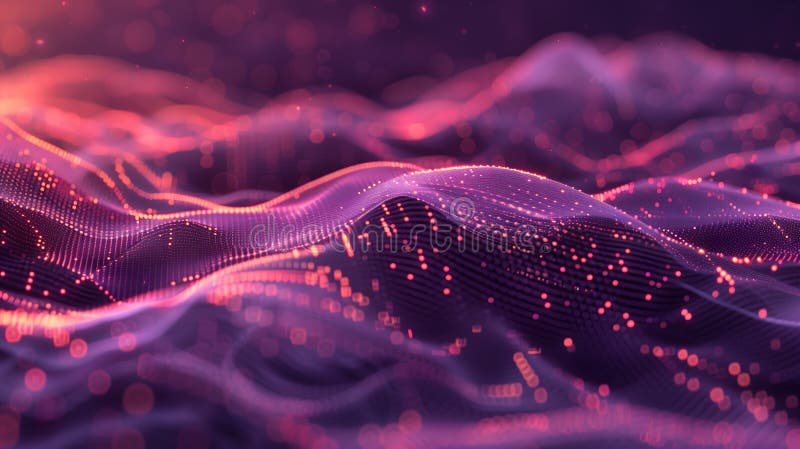 Futuristic Digital Wave with Glowing Pink and Purple Dots Stock ...
