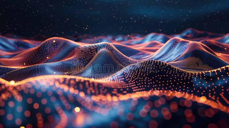 Futuristic Digital Waveform Background with Glowing Particles for a ...